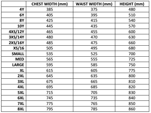 Custom Polo Shirts Size Chart for Men and Ladies | ColourUp Uniforms