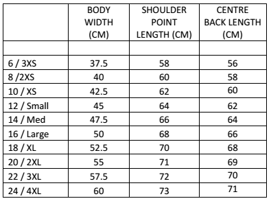 Custom Singlets Size Chart for Men and Ladies | ColourUp Uniforms